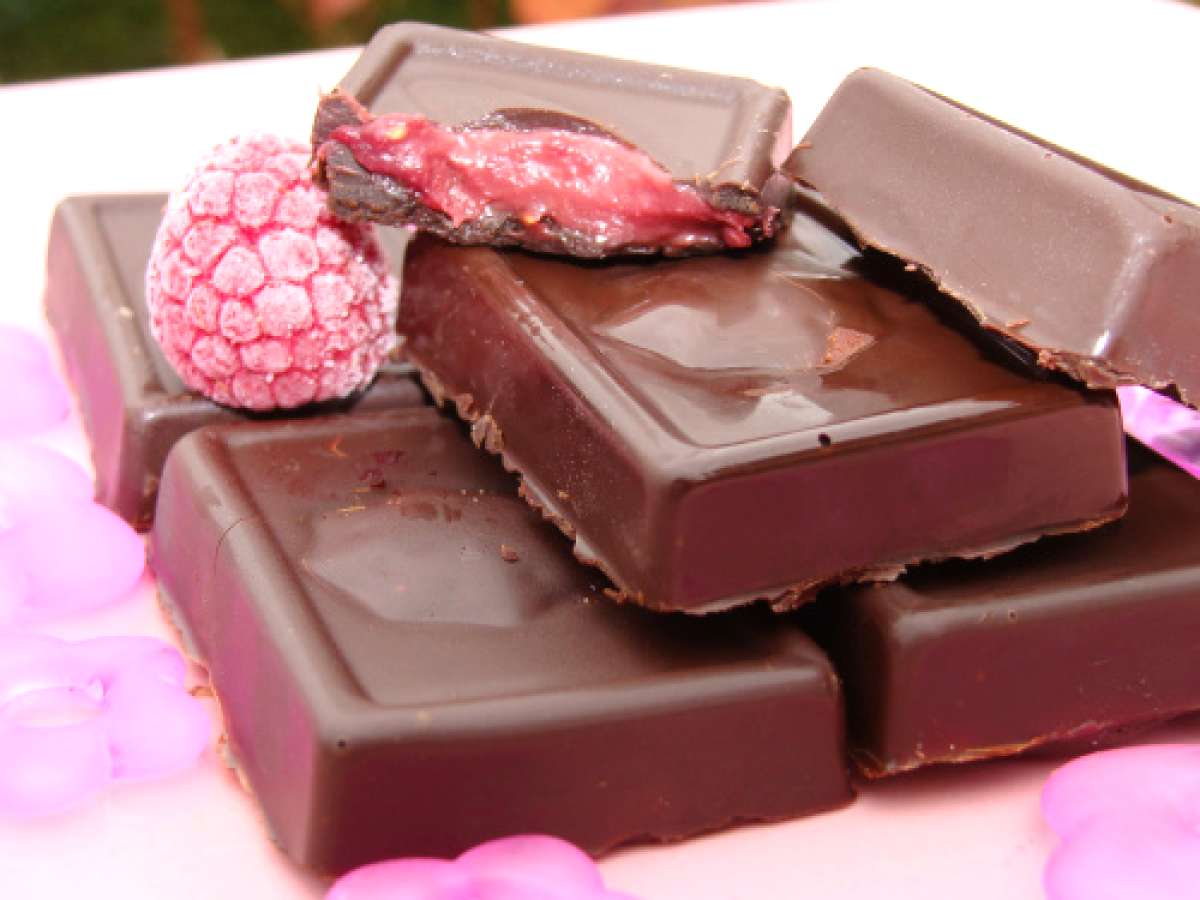Chocolats fourrés à la ganache framboise, Recette Ptitchef