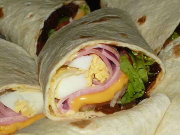 Recette de wraps jambon, salade et fromage frais