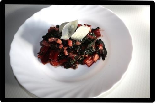 Recette de blettes à la crème de parmesan et lardons