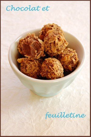 Bouchées de chocolat au lait et feuillantine - Recette Ptitchef