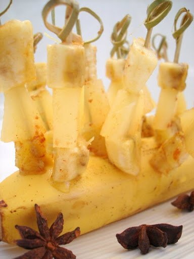 Recette de brochettes bananes ananas caramélisées