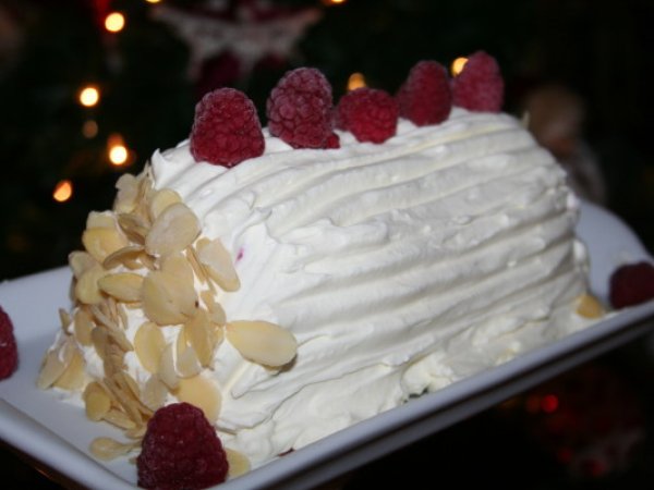 Recette bûche glacée chocolat, framboises, meringue