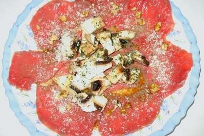 Recette de carpaccio de bison aux noix et épices