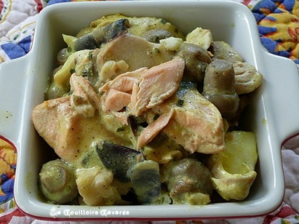 Recette de cassolette de poissons, carottes et curry