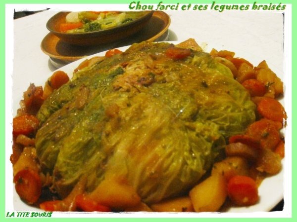 Recette de chou farci et ses légumes braisés