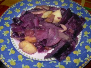 Recette de choux rouge, lardons et pommes
