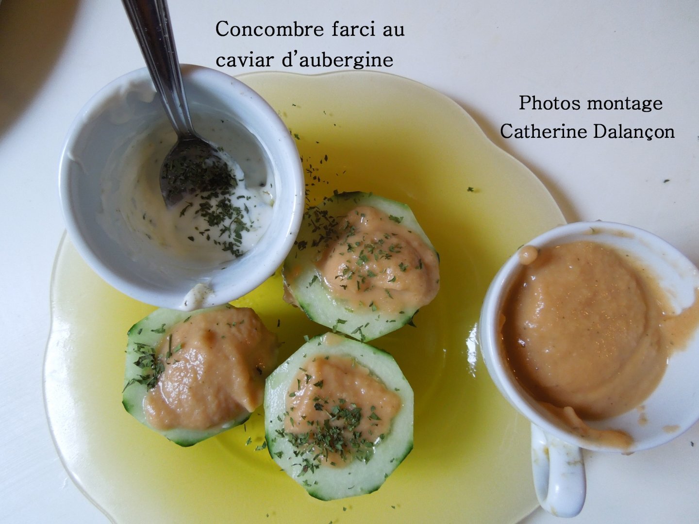 Concombre farci au caviar d'aubergine - Recette Ptitchef