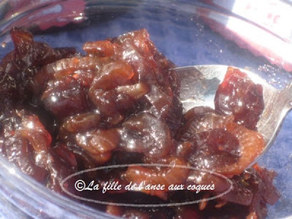 Recette de confit d'oignons et canneberges au vin rouge