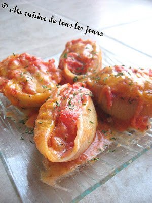 Recette de coquilles géantes farcies au veau et ricotta