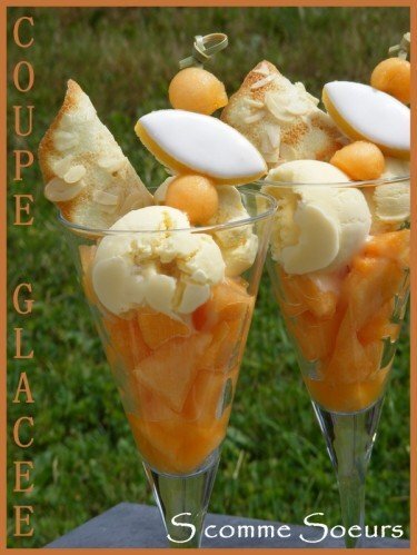 Recette coupe glacée calisson-melon, tuile aux amandes