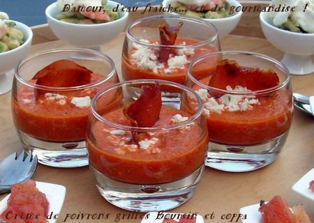 Recette de crème poivrons grillés, boursin et coppa