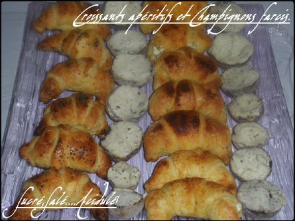Recette de croissants apéritifs et champignons farcis