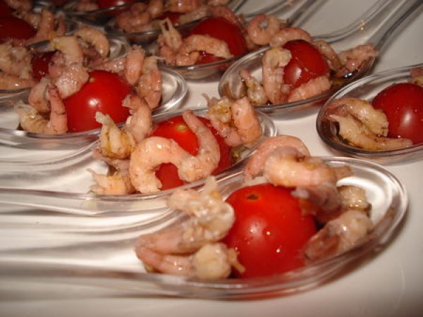 Recette cuillère apéritive tomate/crevette