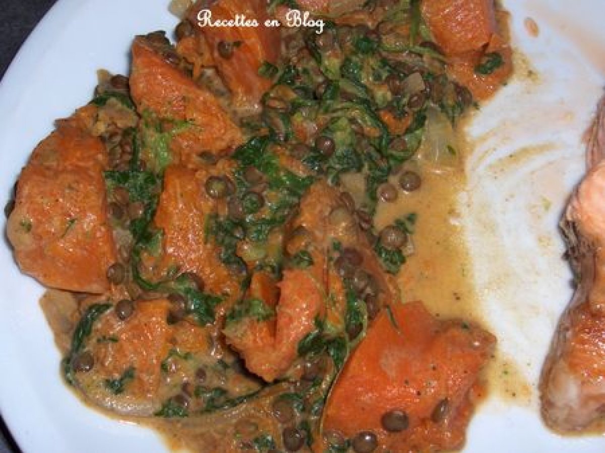 Recette de curry de lentilles, potiron et épinards