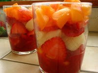 Recette de verrines de fruits rouges et jaunes