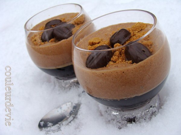 Recette duo mousse choco-spéculos sur gelée de café
