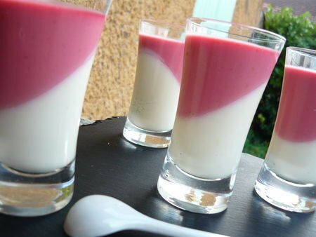 Recette duo panna cotta chocolat blanc et framboises