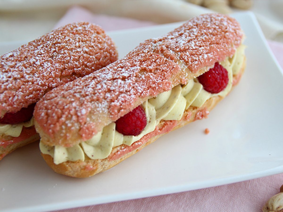 Recette d'éclairs pistache et framboise