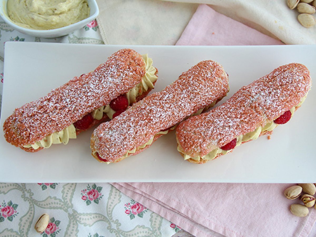 Recette d'éclairs pistache et framboise