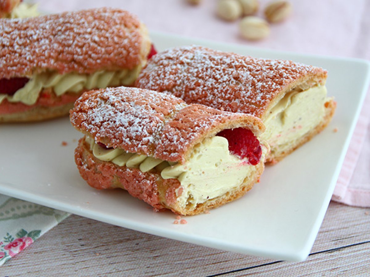 Recette d'éclairs pistache et framboise