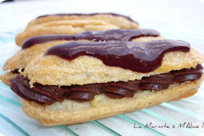 Recette d'éclairs au chocolat, glaçage chocoframboise