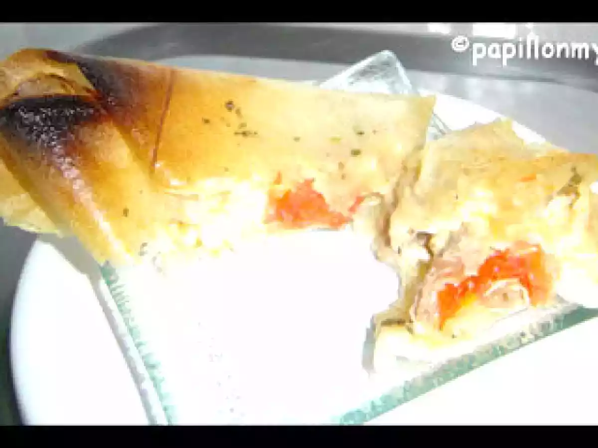 Recette : feuilles de brick au jambon, crème, tomate