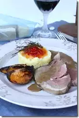 Recette : filet d'agneau, patate douce et poivron