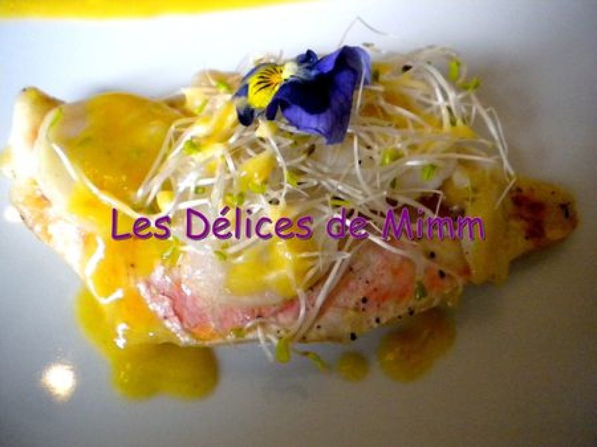 Filet de rouget barbet en écailles de saint-jacques au beurre d'orange ...