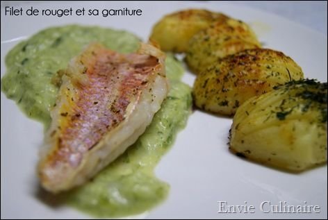 Recette: filet de rouget, poireaux crème, pommes au four