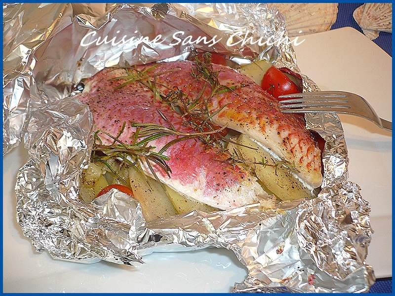 Recette de filets de rougets au romarin en papillote