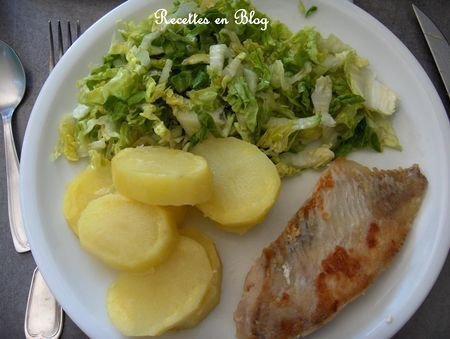 Recette: filets de sébaste, salade verte et pommes vapeur