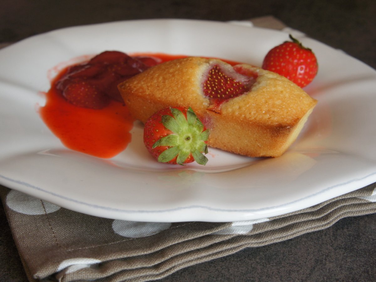 Recette financier fraise et compotée de miel