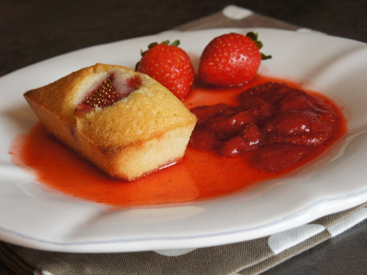 Recette financier fraise et compotée de miel