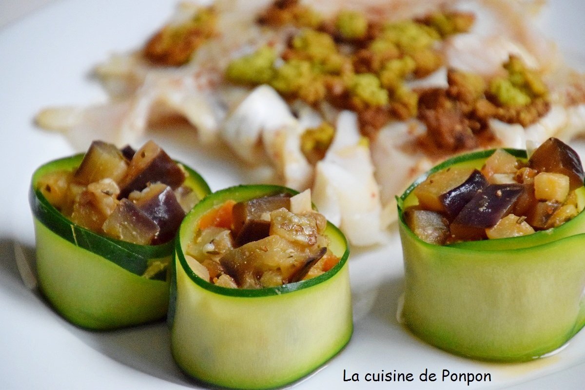 Recette : aubergine fondue, courgette en tranche