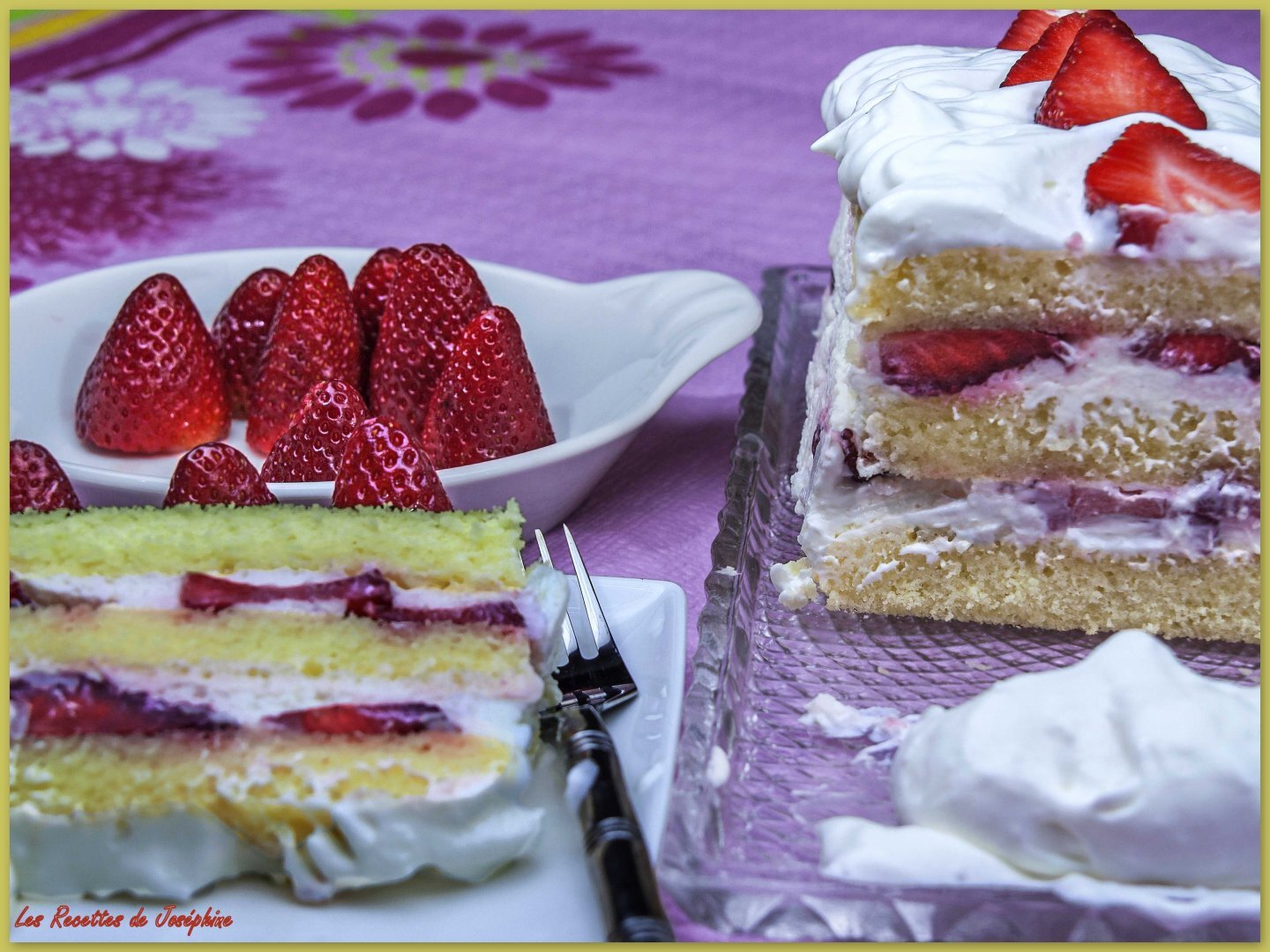 Gâteau aux fraises et à la mousse de fromage blanc - Recette Ptitchef