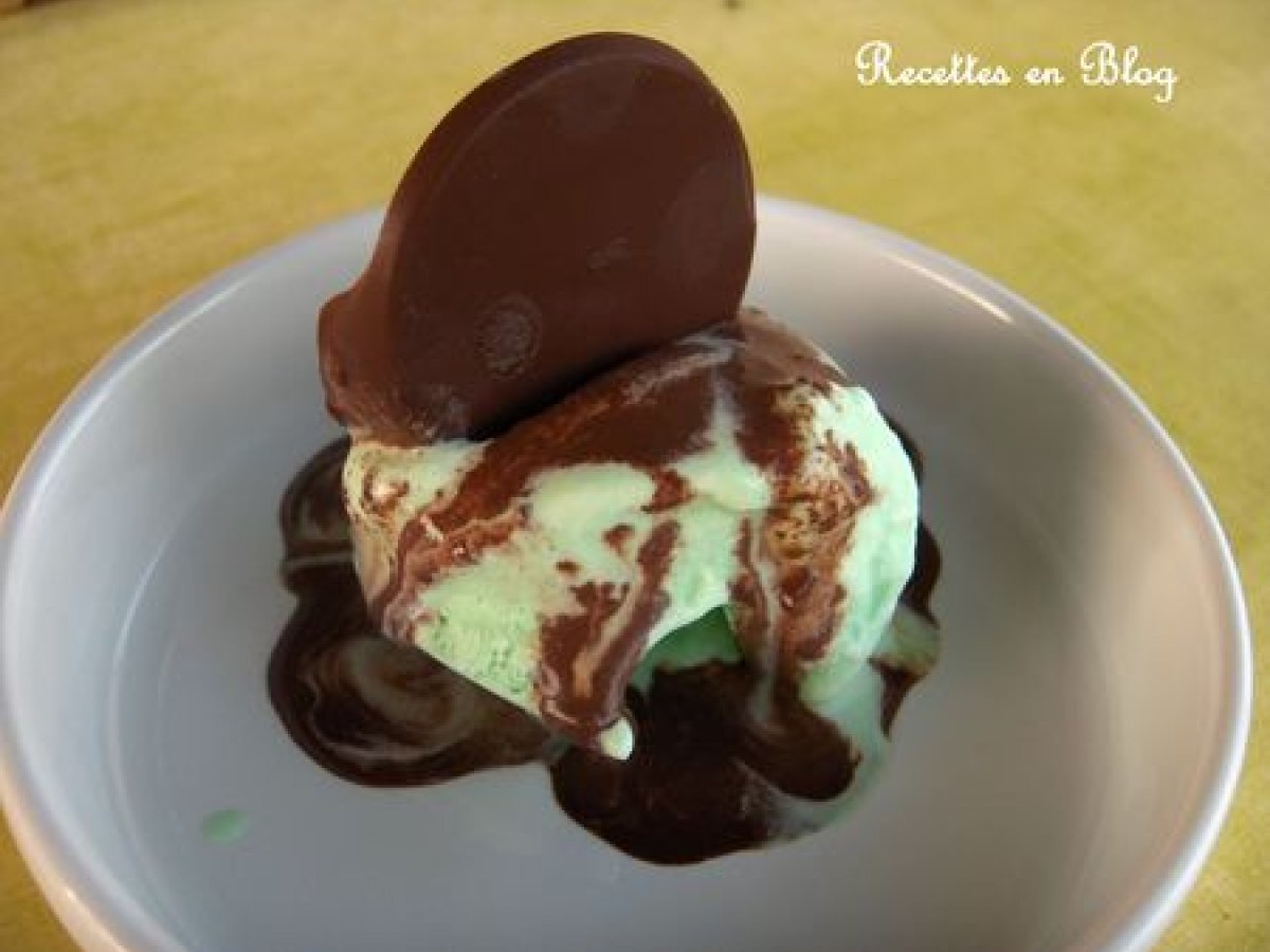 Glace a la menthe et son coulis de chocolat noir - Recette Ptitchef
