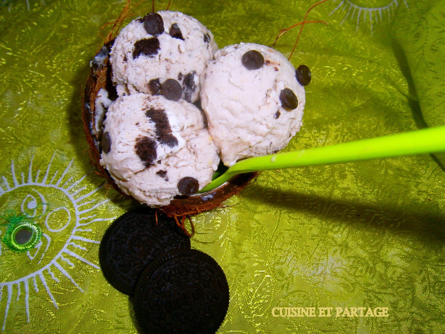 Recette de glace oréos/coco et pépites de chocolat