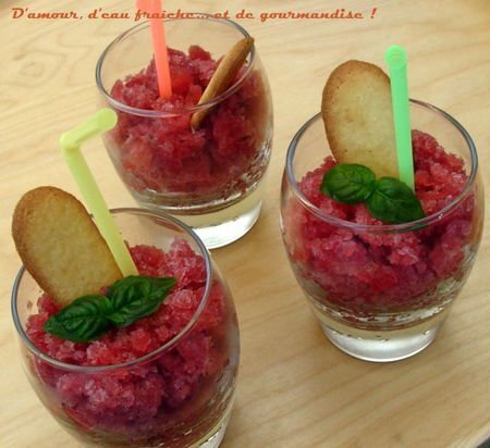 Recette granité nectarine, fruits rouges et basilic