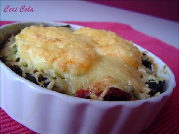 Recette de gratin d'épinards et œuf au four