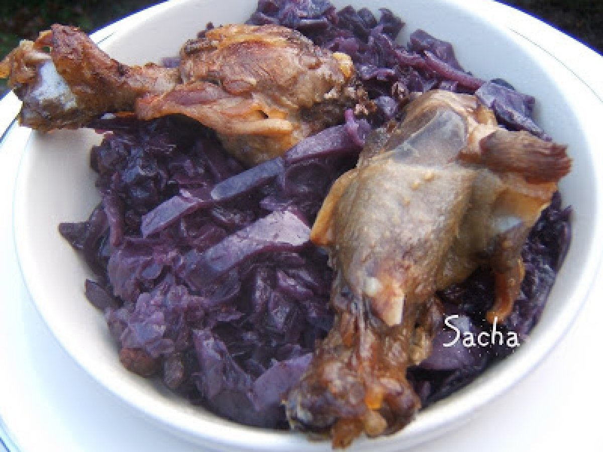 Recette de manchons de canard au chou rouge et raisins