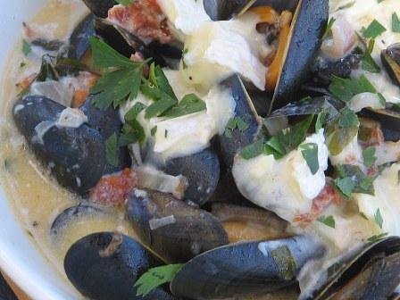 Recette de moules au bresse bleu et au muscadet