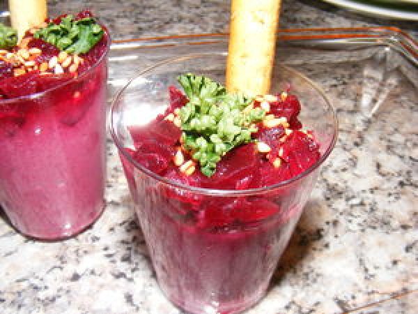 Recette de mousse de betteraves et tartare en verrine