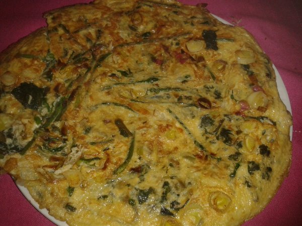 Omelette aux petites blettes et oignons