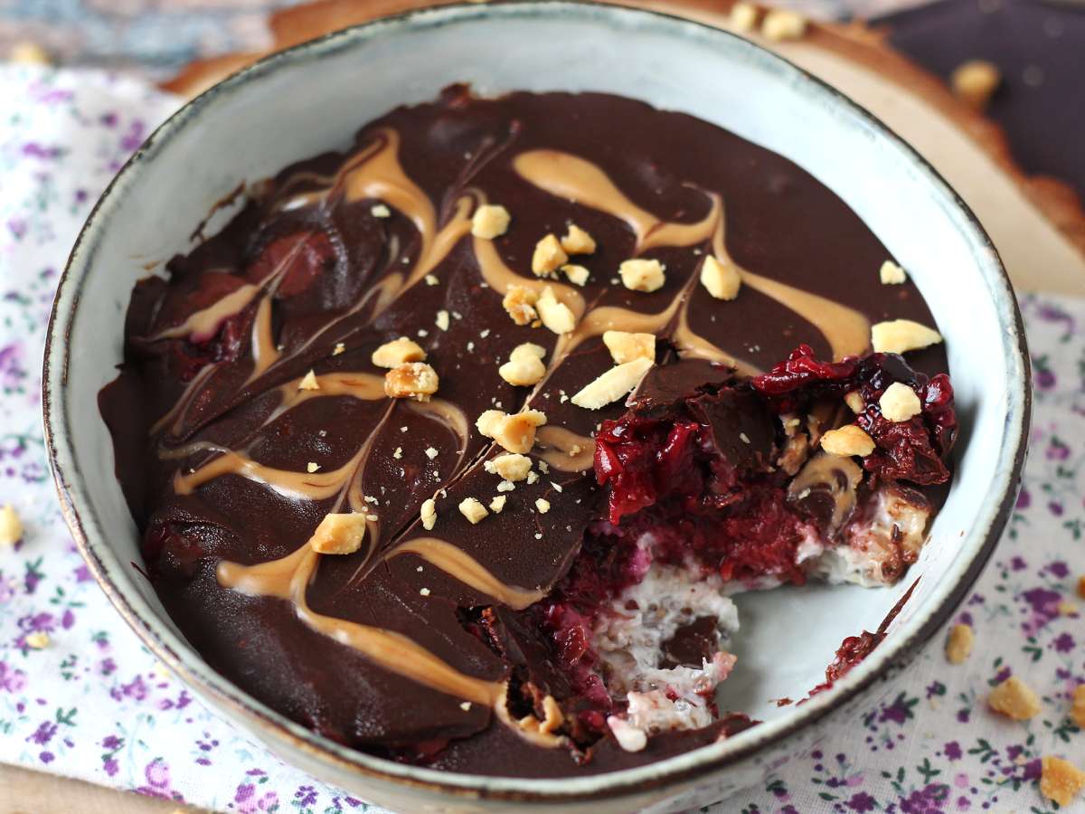 Recette d'overnight oats fruits rouges et chocolat