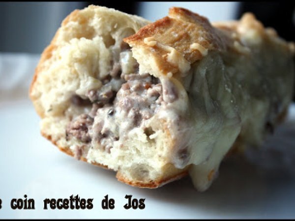 Recette de pain garni au bœuf haché gratiné