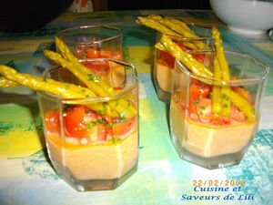 Panna cotta de langoustines et pointes vertes - Recette Ptitchef