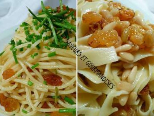 Recette de pâtes au poulet rôti et fruits secs