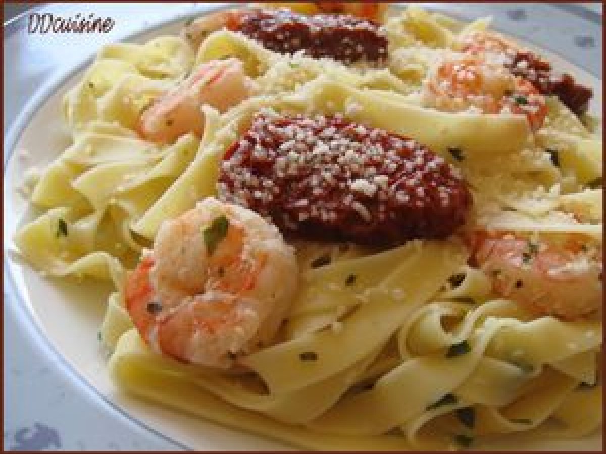 Recette : pâtes aux crevettes et saveurs d'italie