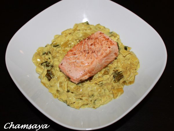 Recette de pavé de saumon aux poireaux au curry
