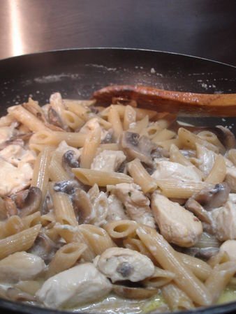 Recette de penne façon risotto champignons et poulet